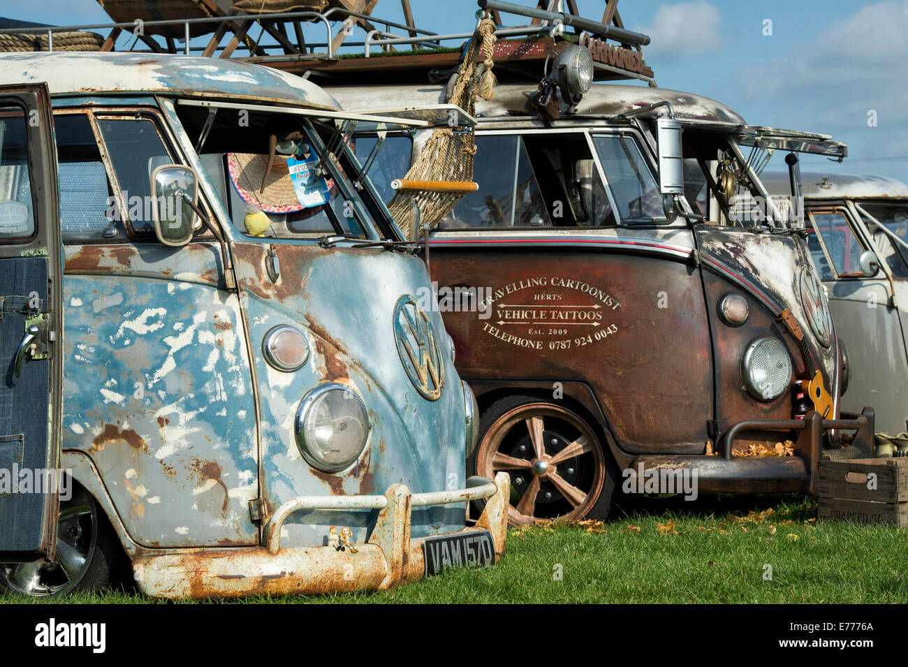 Rusty VW Rat Split Screen Volkswagen camper vans at a VW show. England ...