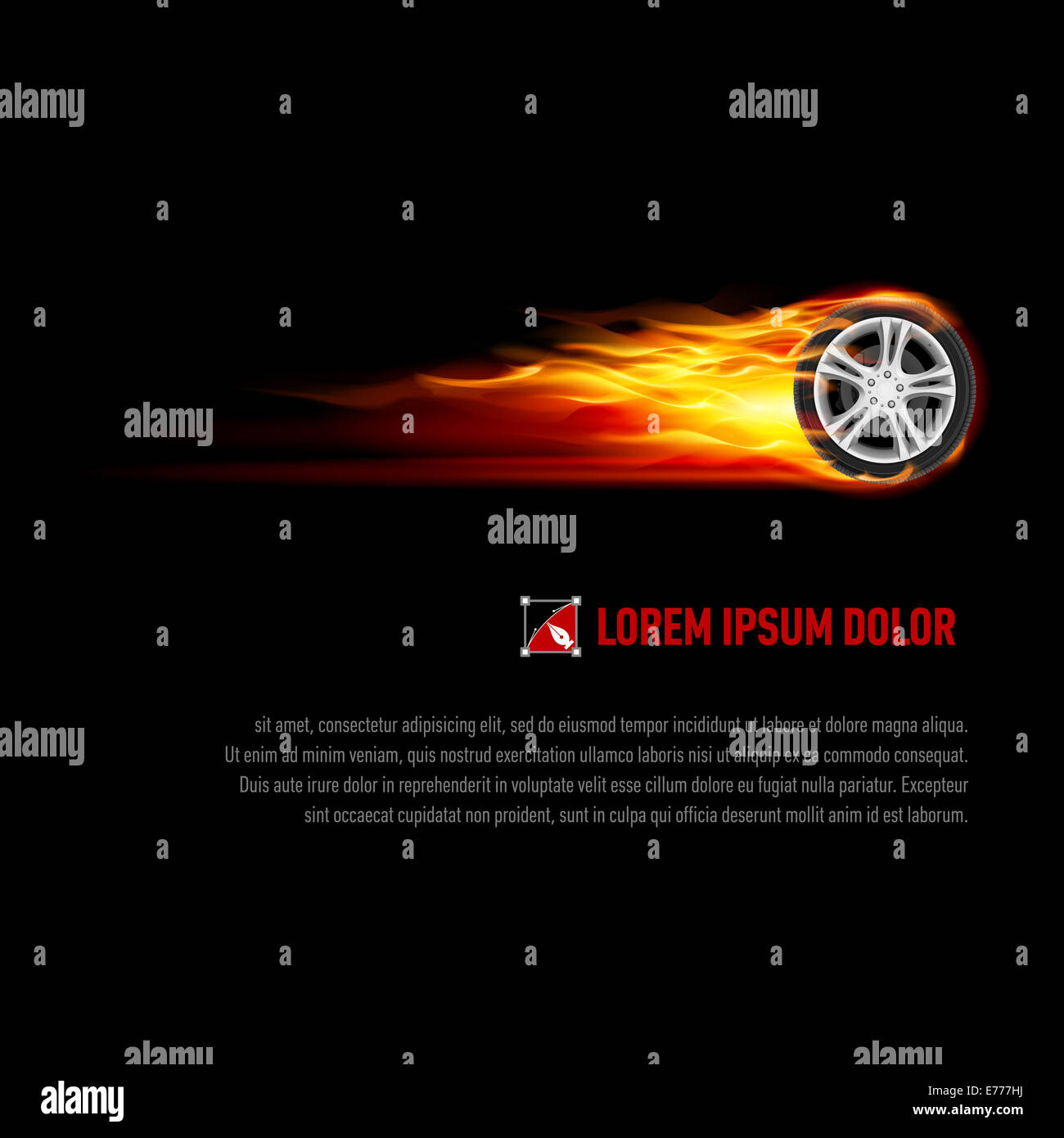 Background with wheel in orange flame for your design Stock Photo - Alamy