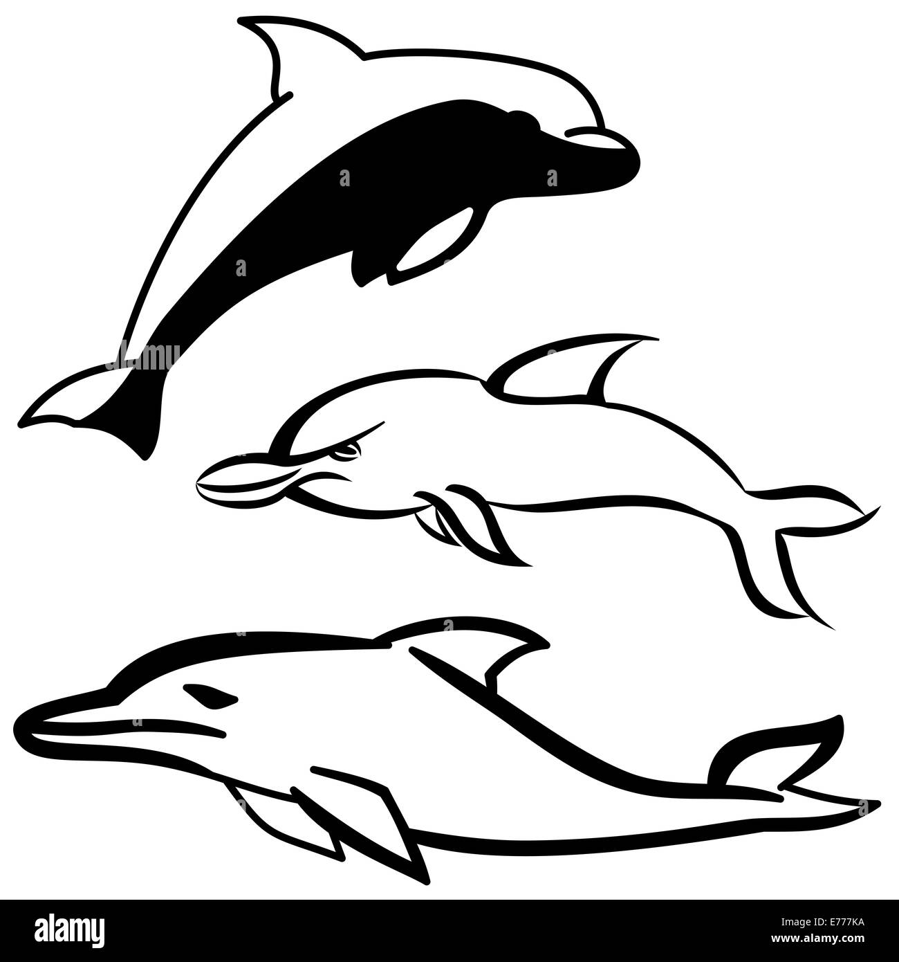 Isolated dolphin design Black and White Stock Photos & Images - Alamy