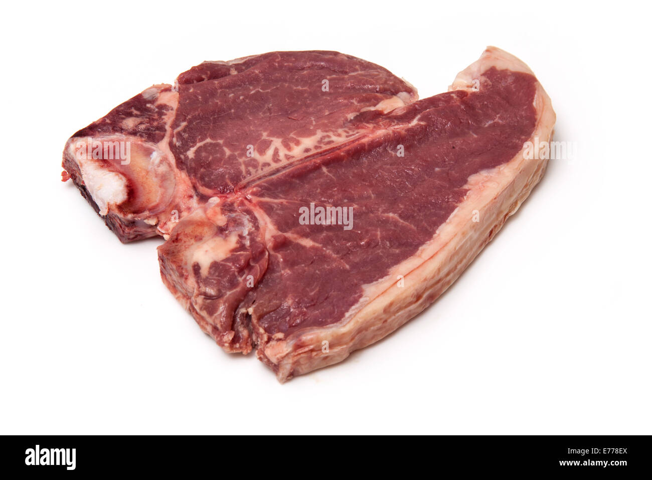 Uncooked T-bone beef steak isolated on a white studio background Stock ...
