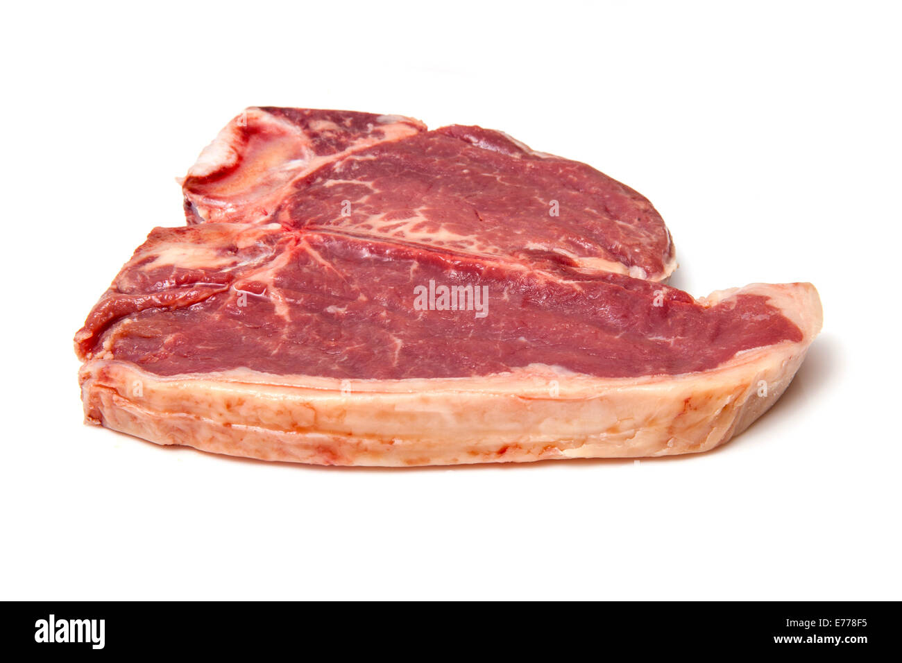 Uncooked T-bone beef steak isolated on a white studio background Stock ...