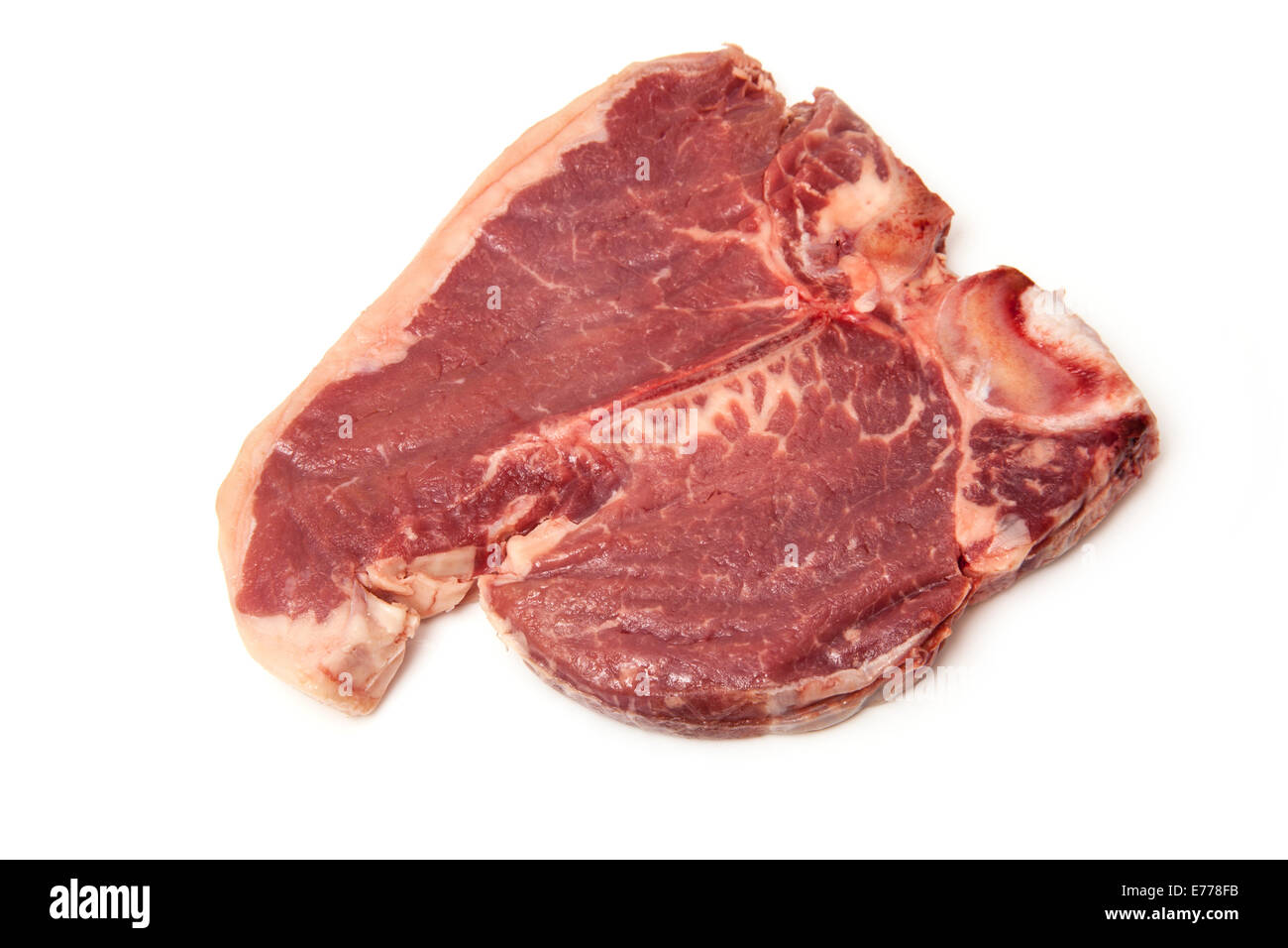 Uncooked T-bone beef steak isolated on a white studio background Stock ...