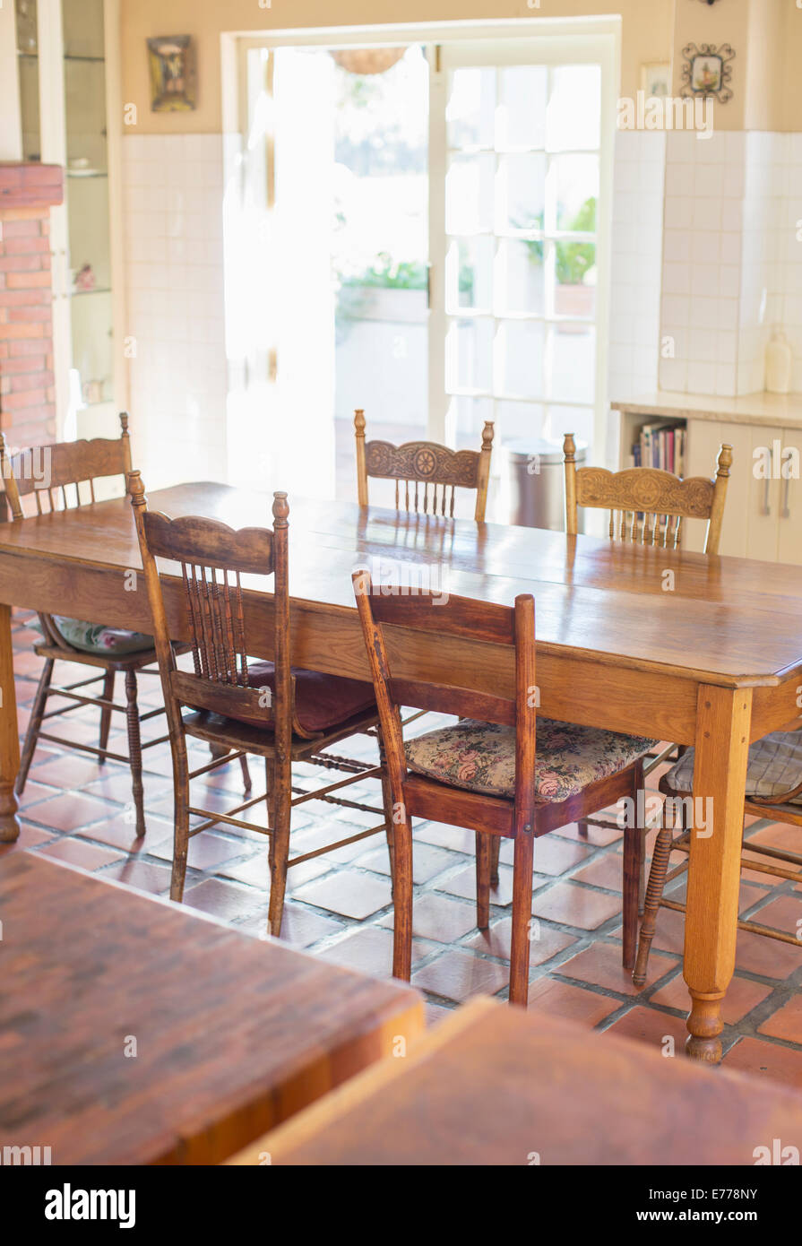 Dinning table in household kitchen Stock Photo - Alamy
