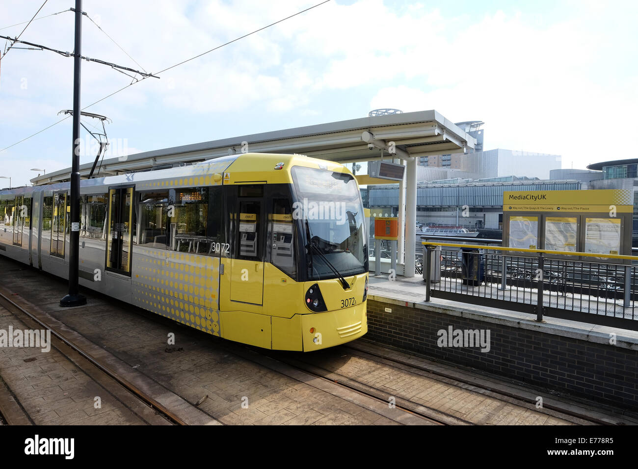 Media City transport links via Tram at Salford Quays Manchester Stock ...