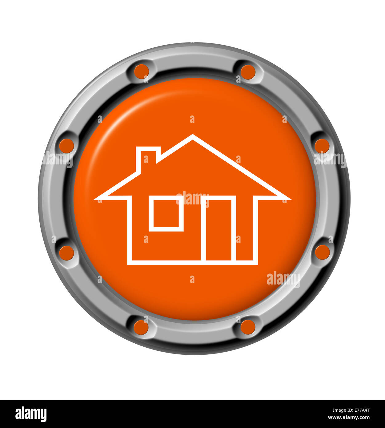 The orange button in a metal frame Stock Photo - Alamy