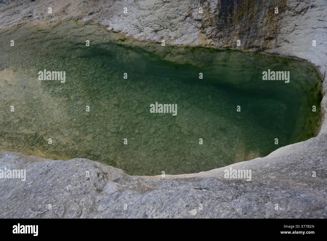 Water pond at the feet of the cascade of Rochecolombe Stock Photo - Alamy