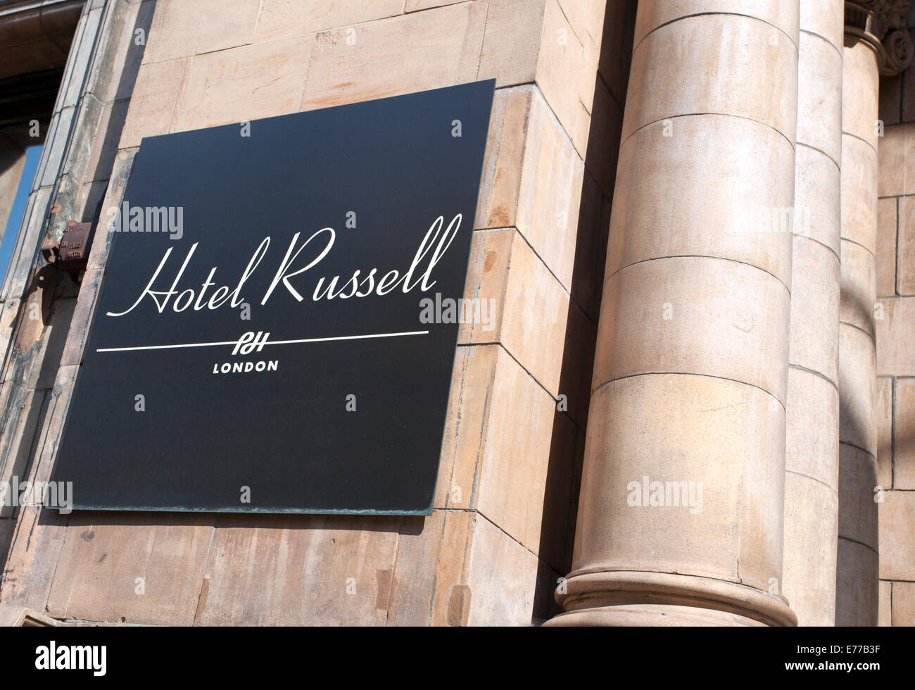Sign on Hotel Russell, Russell Square, London Stock Photo - Alamy