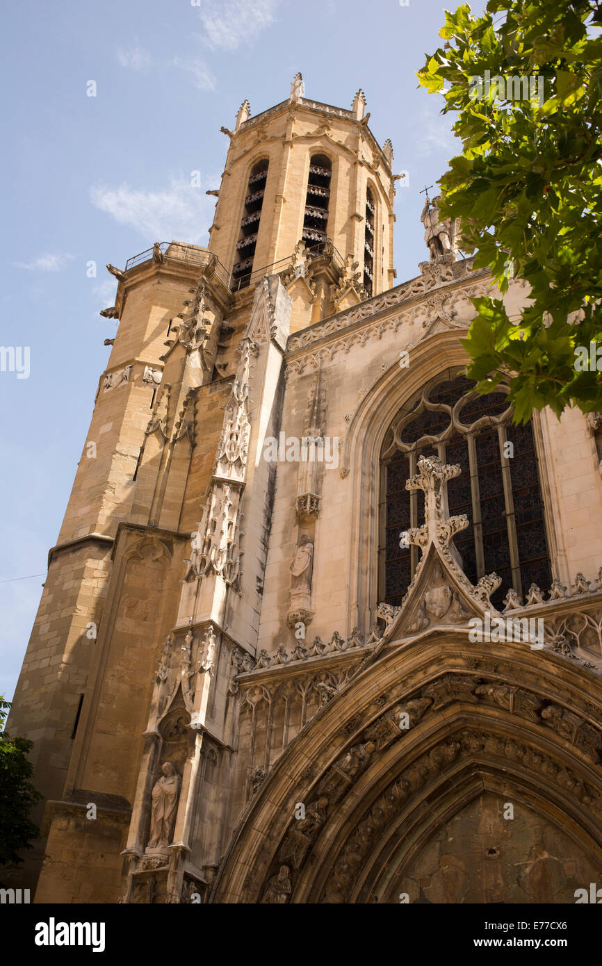 Facade and bell tower of Aix-en-Provence Cathedral Stock Photo - Alamy