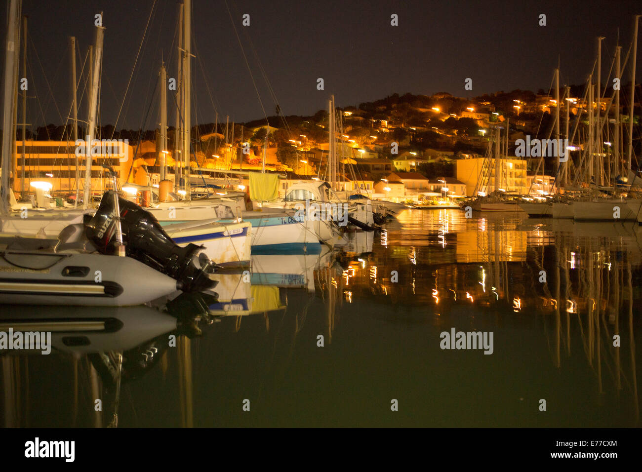 France Provence marina at night Stock Photo - Alamy