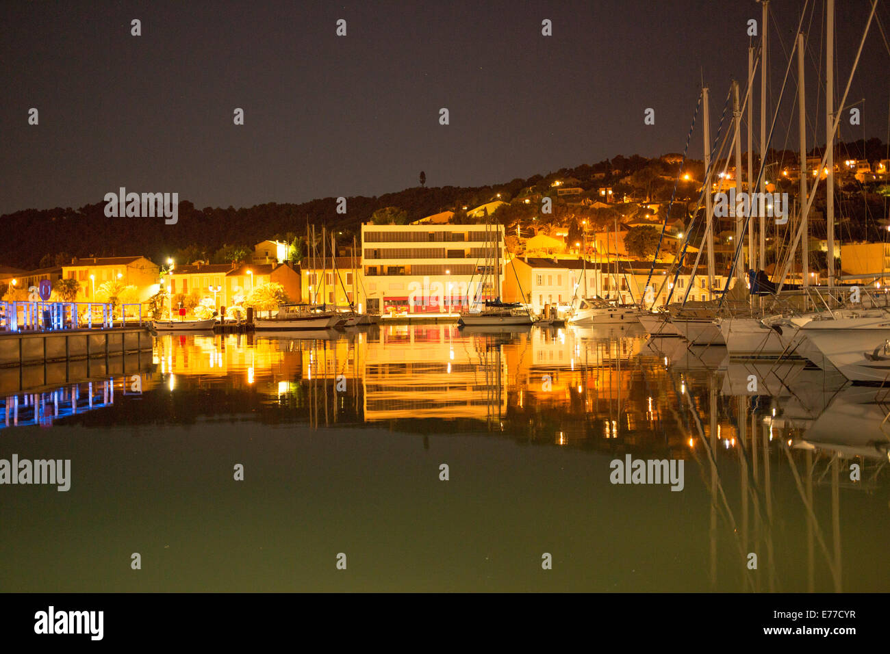 France Provence marina at night Stock Photo - Alamy