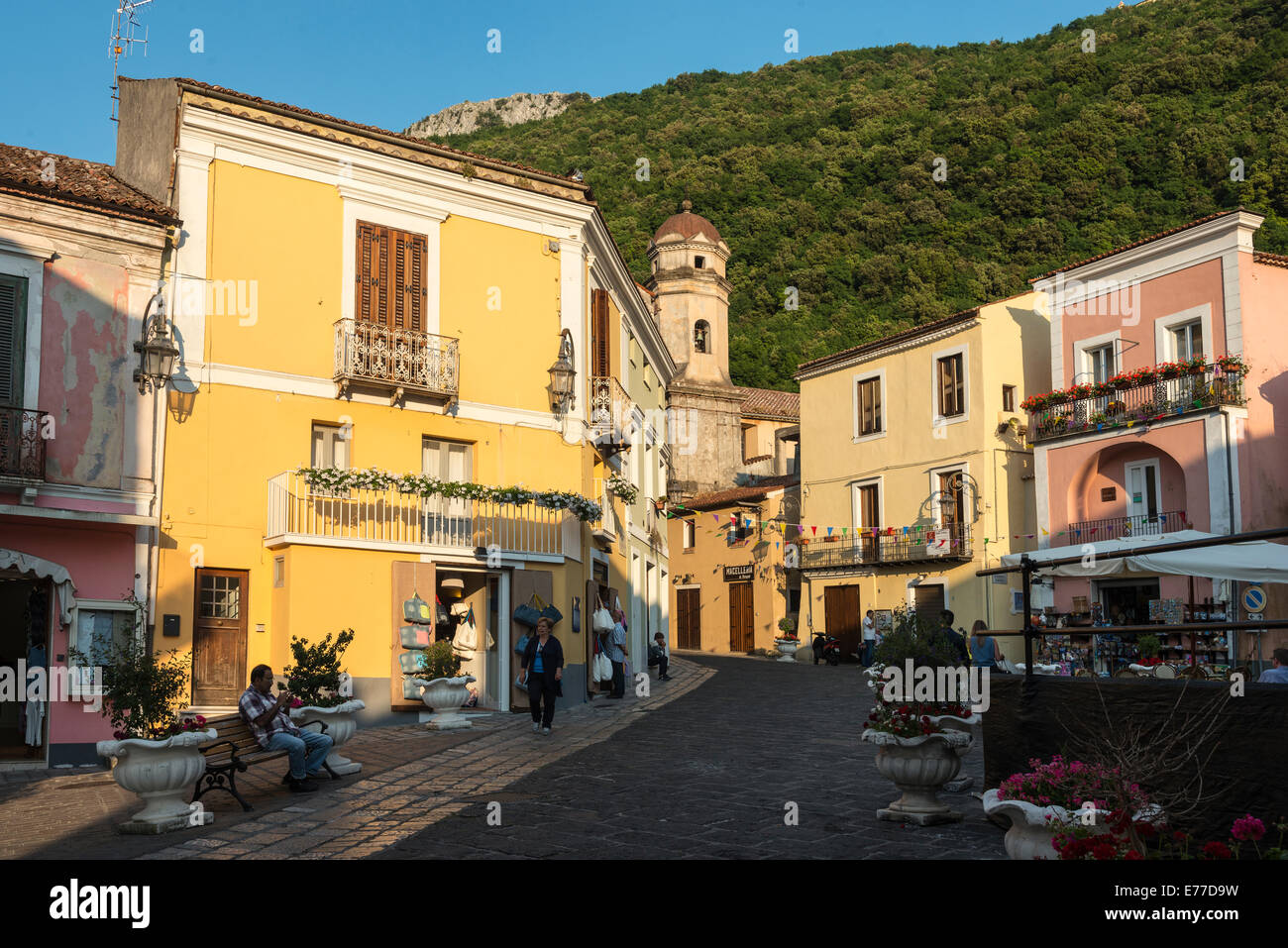 Evening light on the little town of Maratea, Basilicata, Southern Italy ...