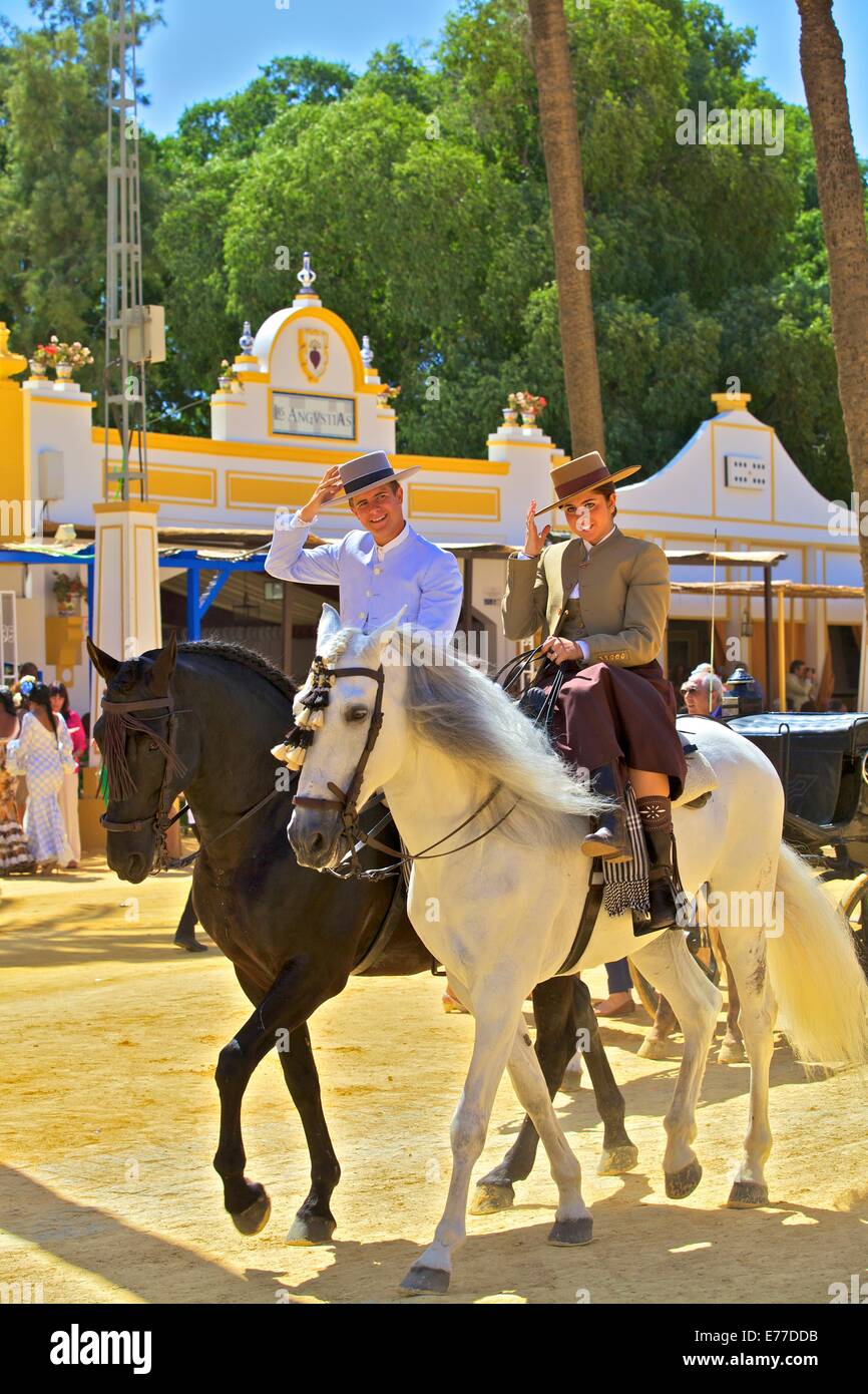 Spanish Horse Riders in Traditional Dress, Annual Horse Fair, Jerez de ...