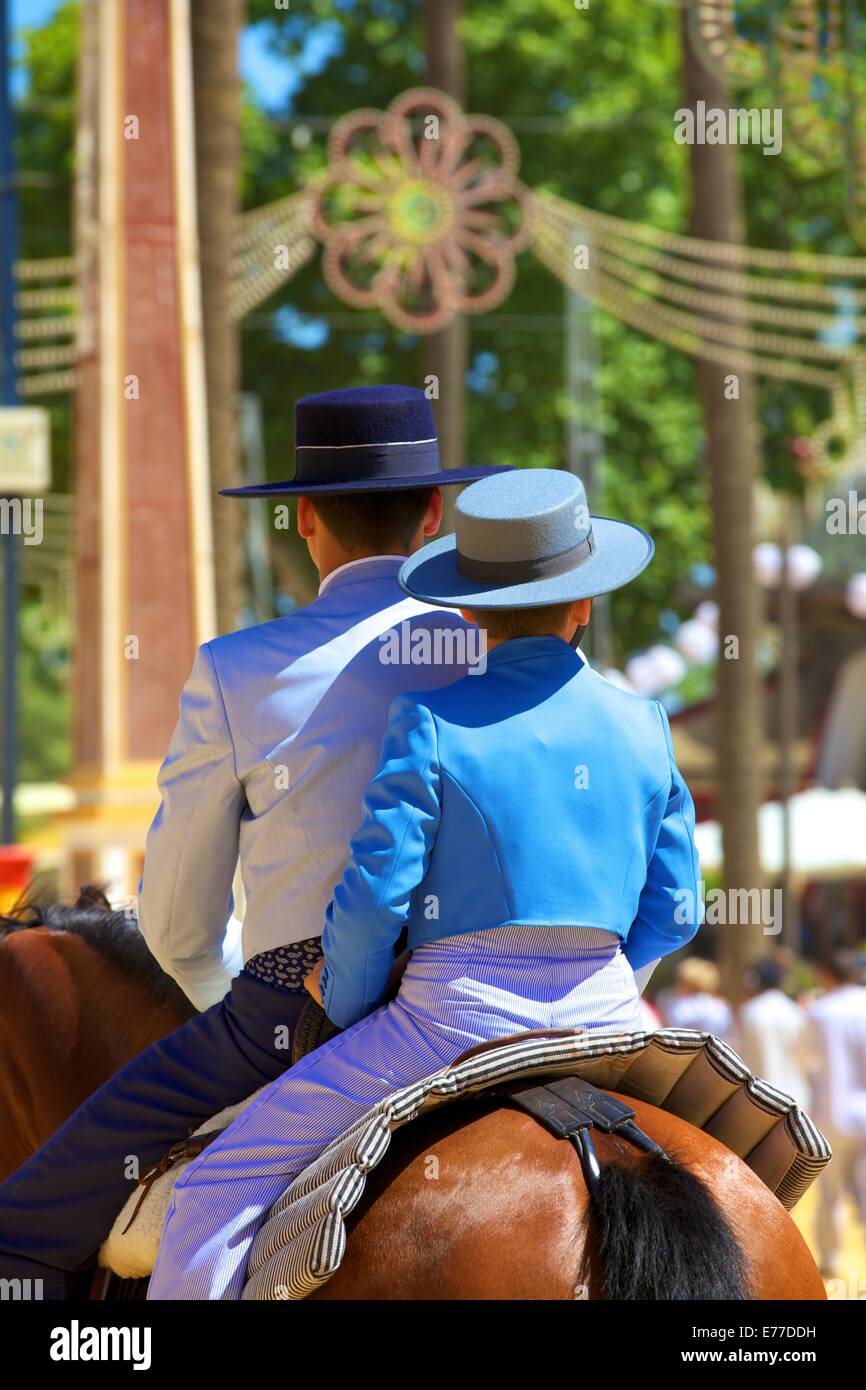 Spanish Horse Riders in Traditional Dress, Annual Horse Fair, Jerez de ...