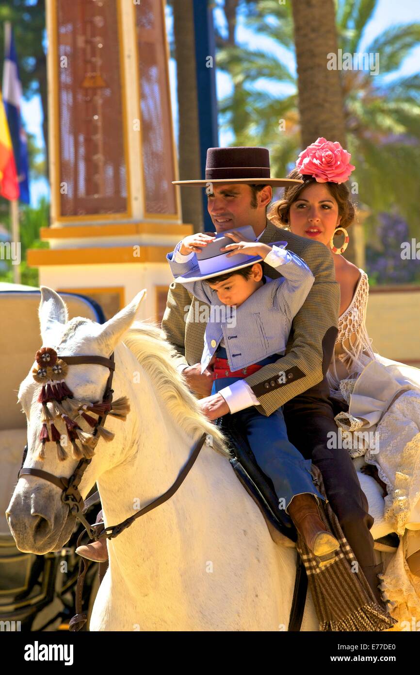 Spanish Horse Riders in Traditional Dress, Annual Horse Fair, Jerez de ...