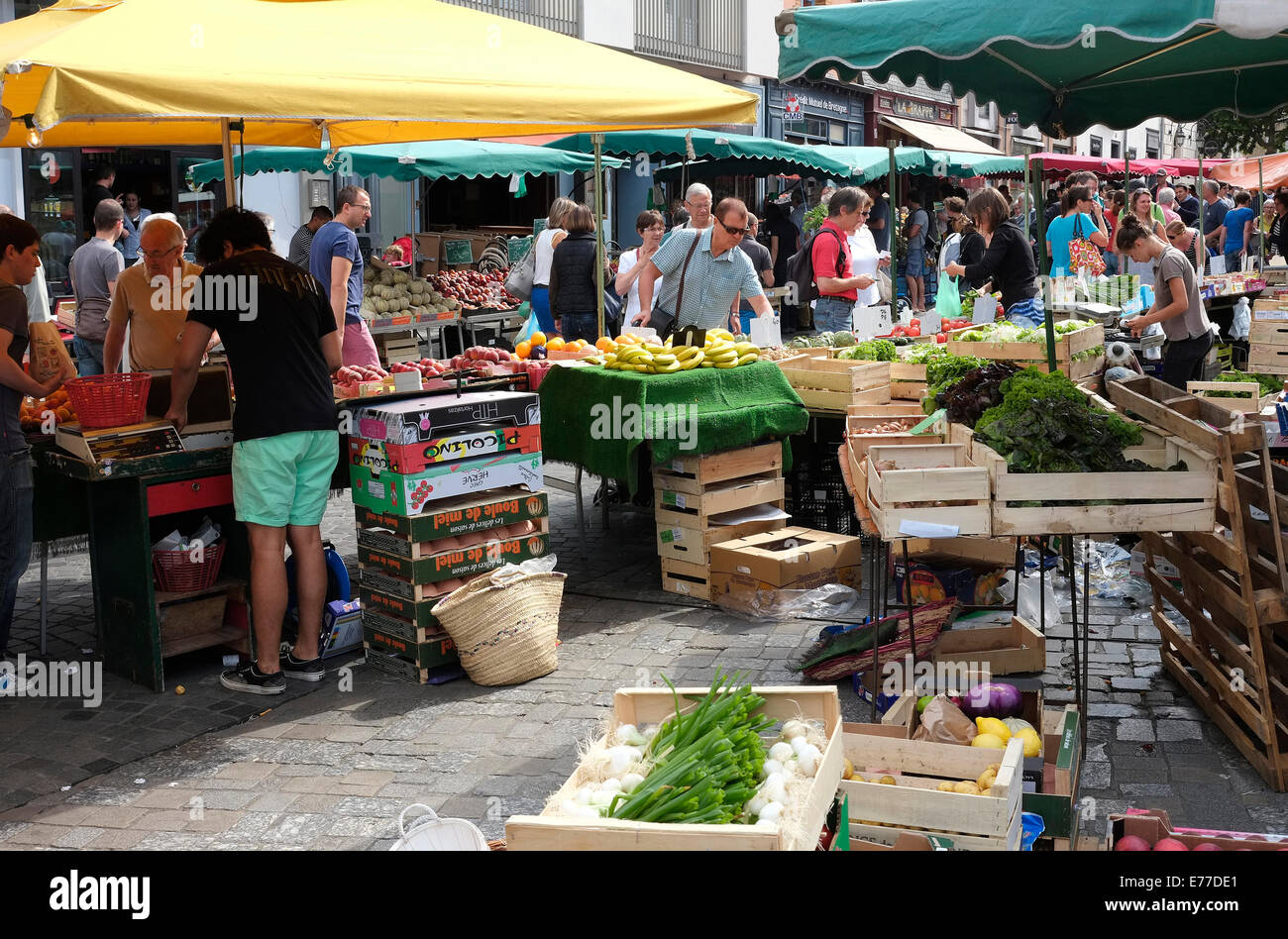 street market in rennes, brittany, france Stock Photo - Alamy