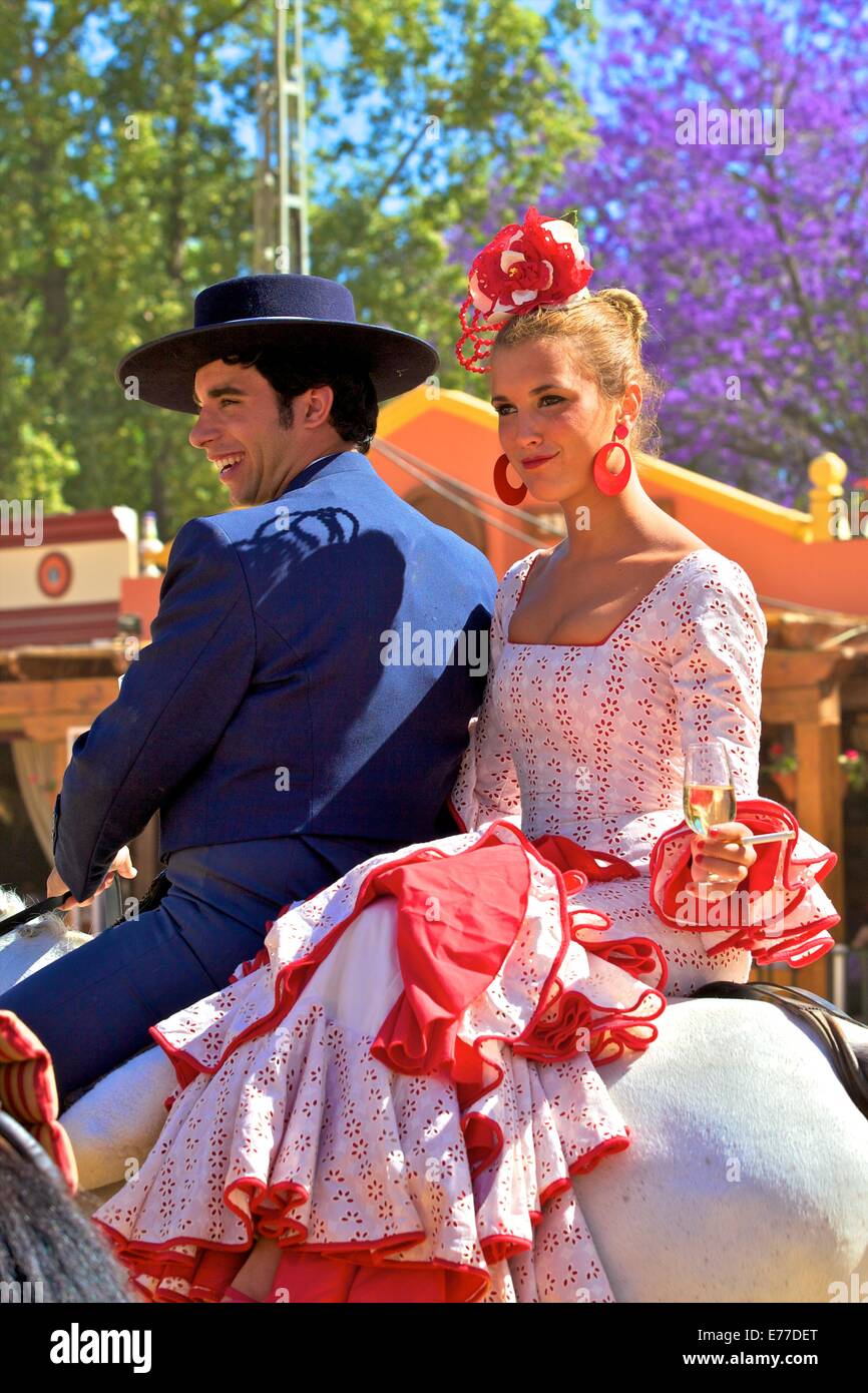 Spanish Horse Riders in Traditional Dress, Annual Horse Fair, Jerez de ...