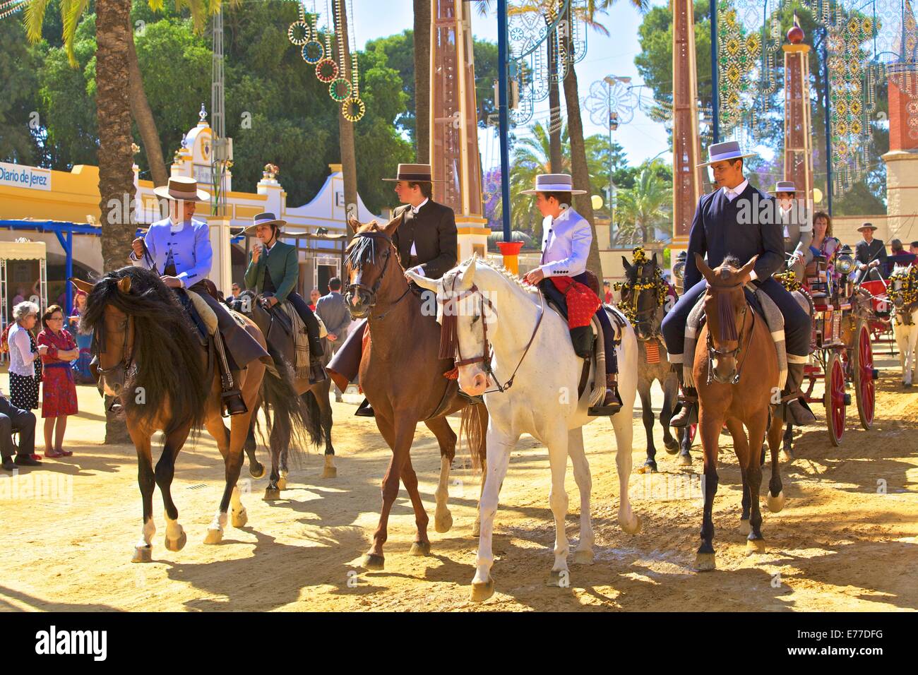 Spanish Horse Riders in Traditional Dress, Annual Horse Fair, Jerez de ...
