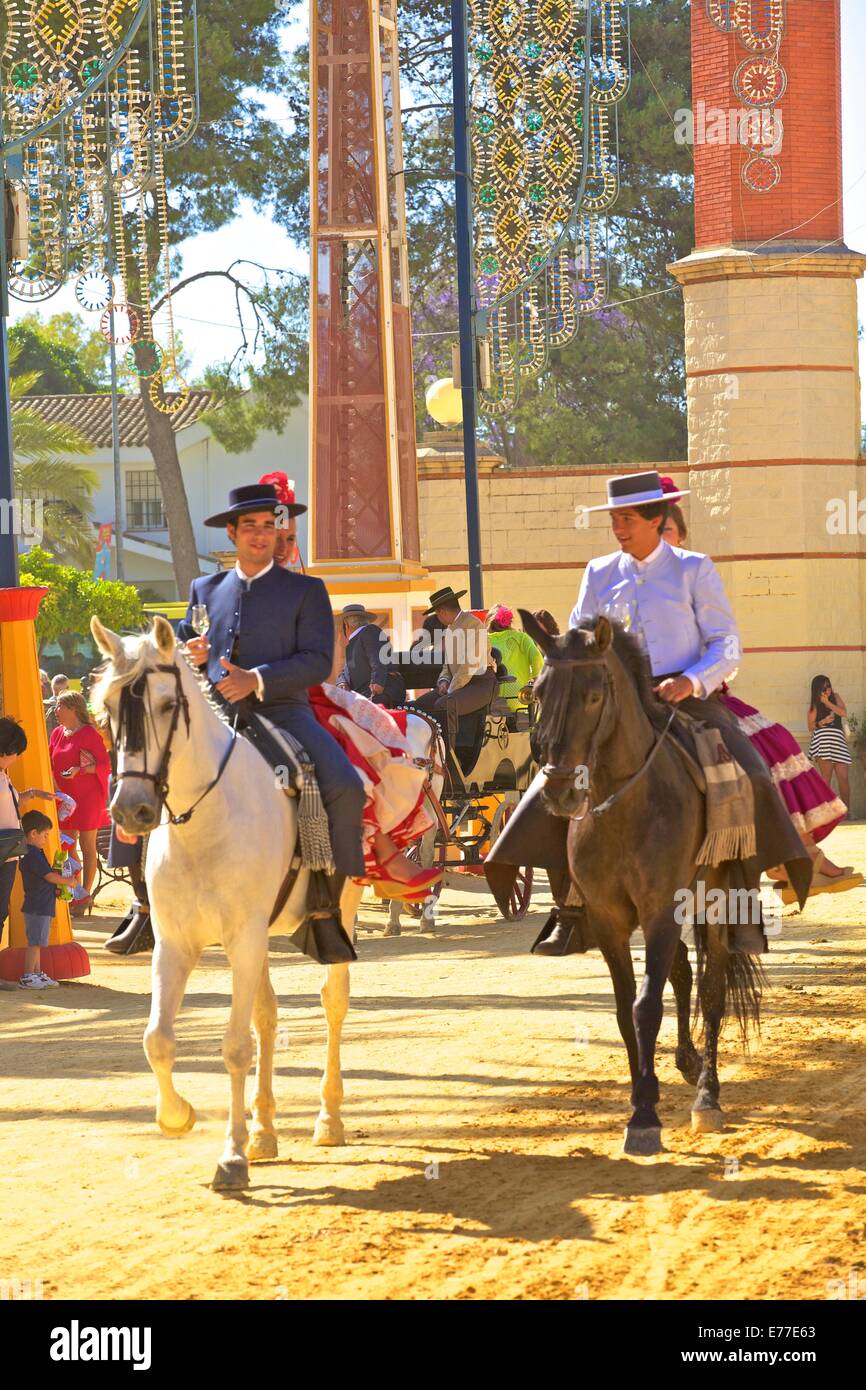 Spanish Horse Riders in Traditional Dress, Annual Horse Fair, Jerez de ...