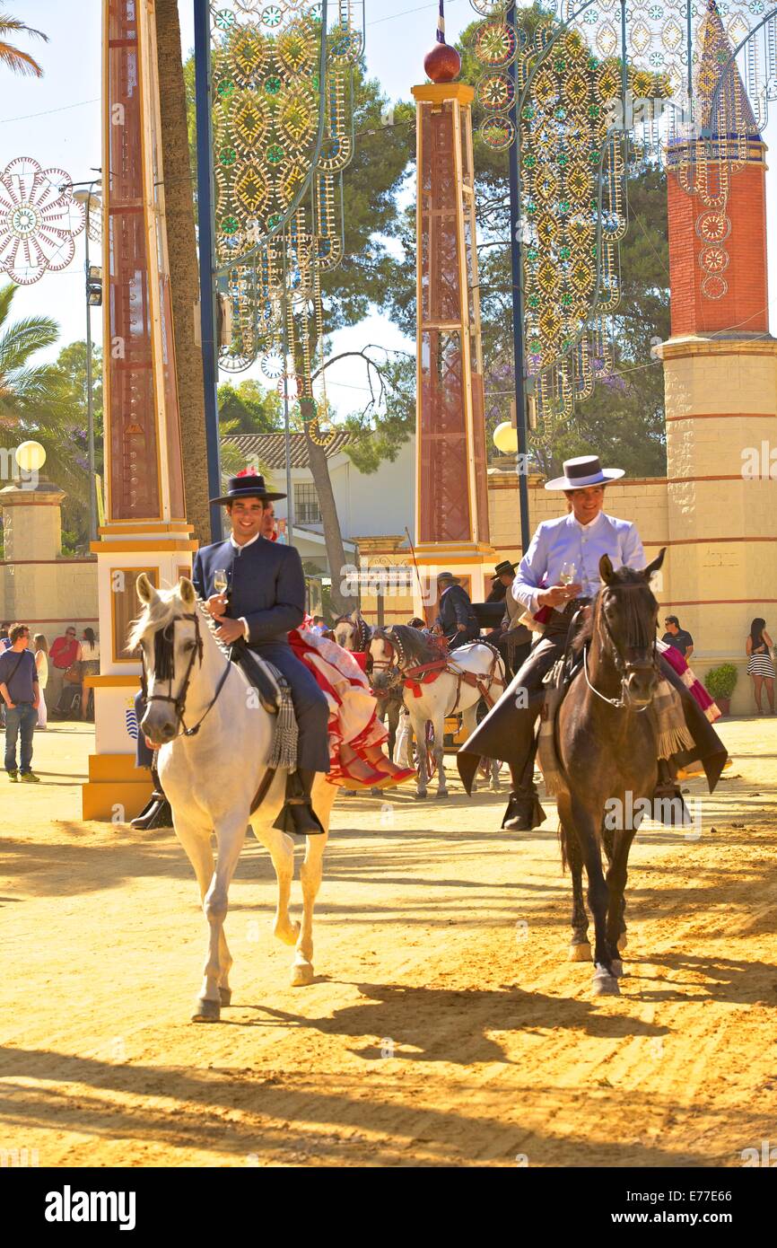 Spanish Horse Riders in Traditional Dress, Annual Horse Fair, Jerez de ...