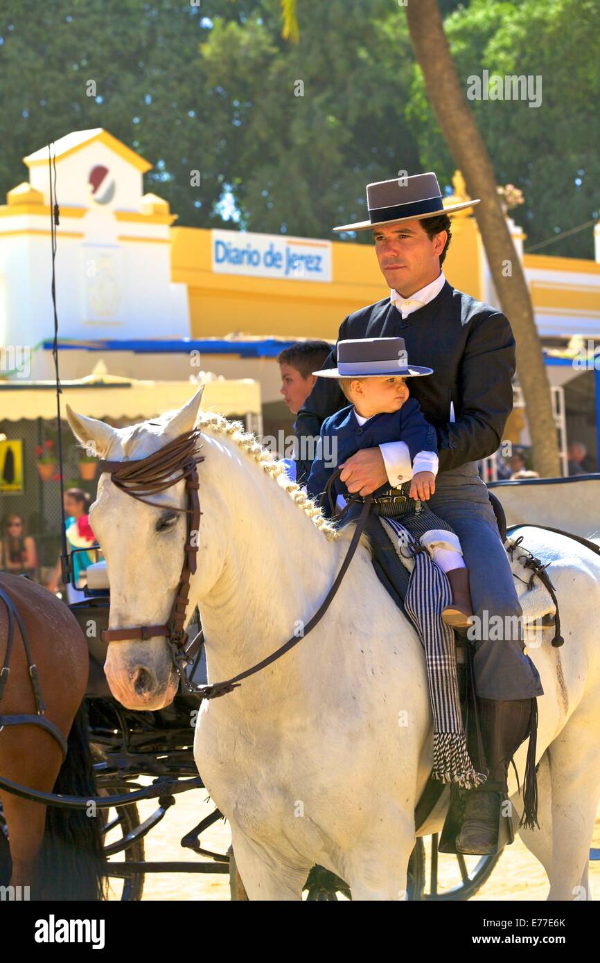 Spanish Horse Riders in Traditional Dress, Annual Horse Fair, Jerez de ...