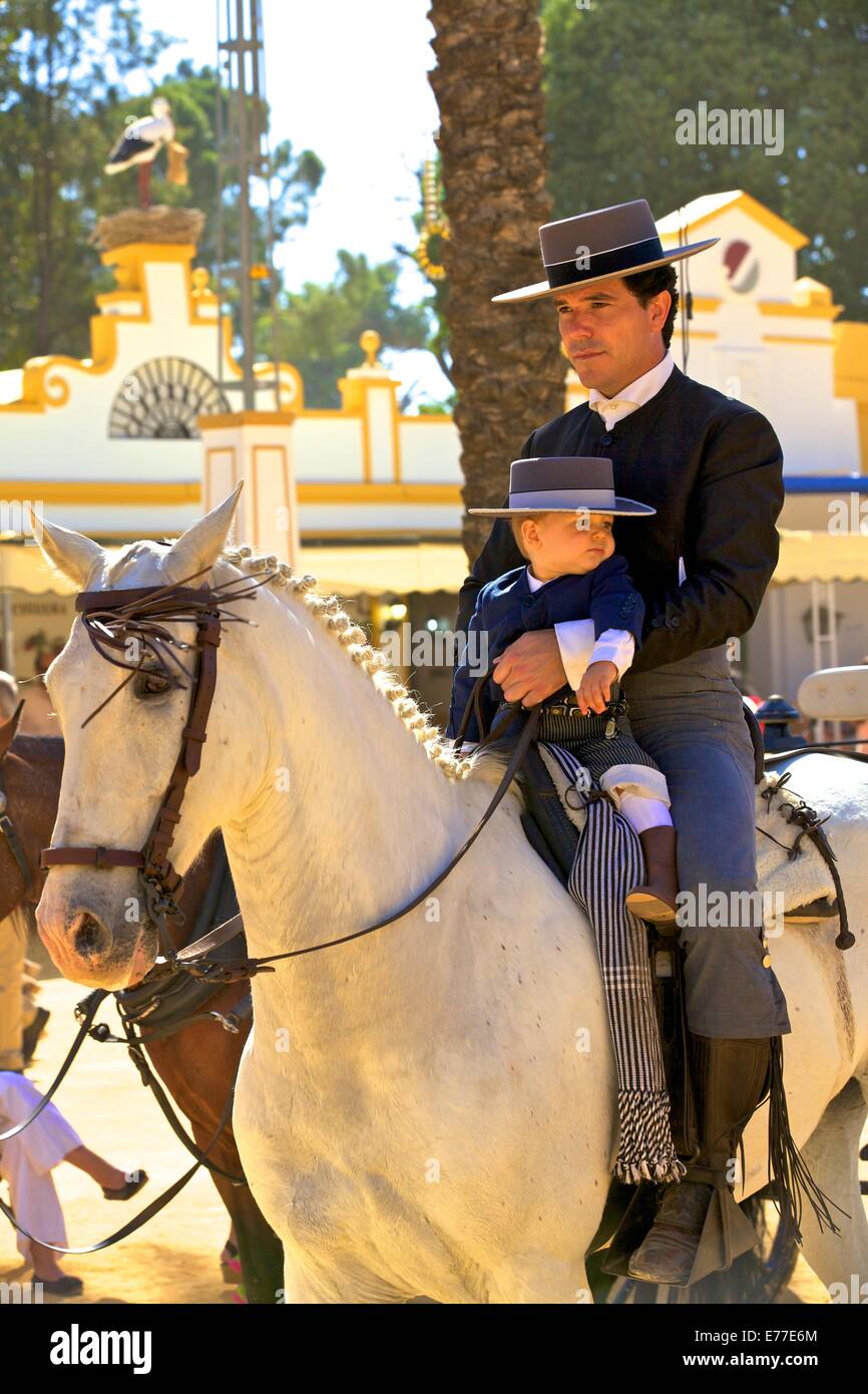 Spanish Horse Riders in Traditional Dress, Annual Horse Fair, Jerez de ...