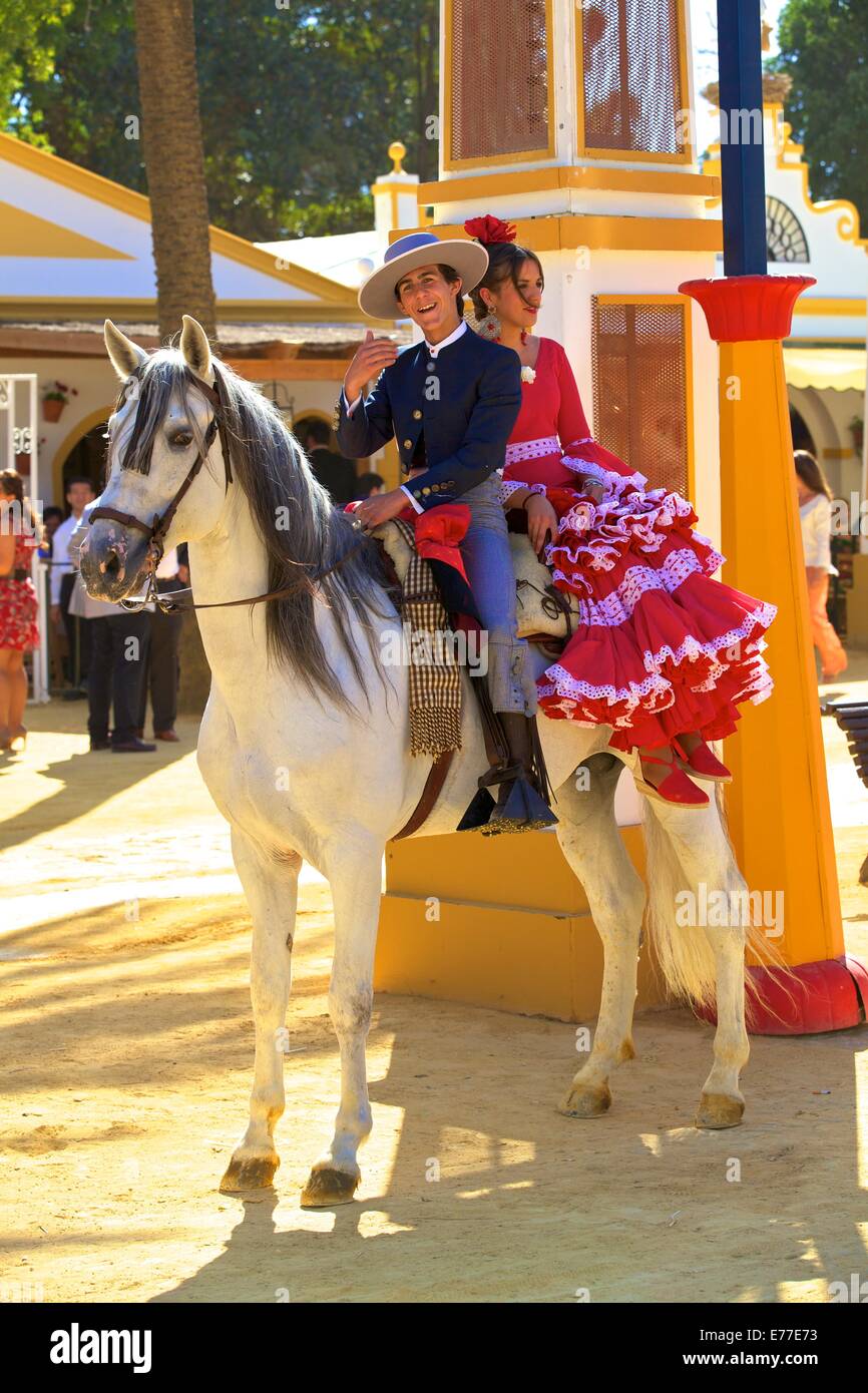 Spanish Horse Riders in Traditional Dress, Annual Horse Fair, Jerez de ...