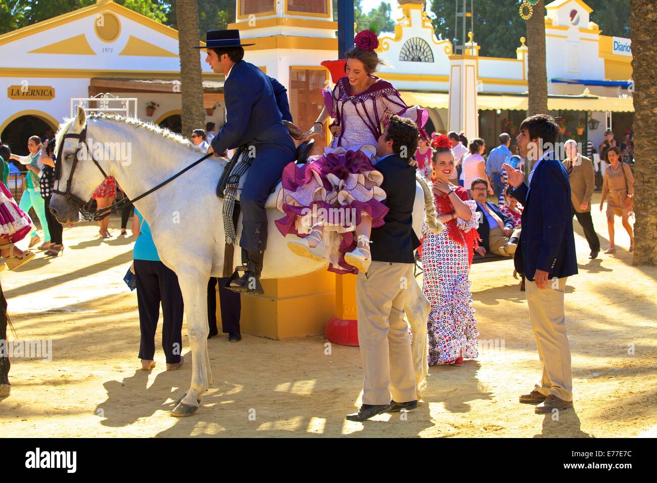 Spanish Horse Riders in Traditional Dress, Annual Horse Fair, Jerez de ...