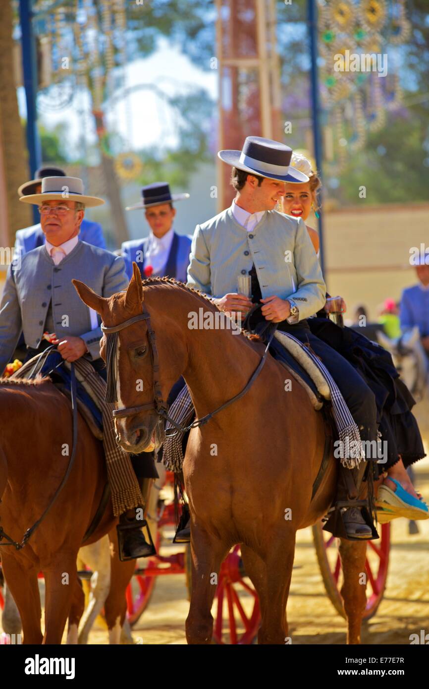 Spanish Horse Riders in Traditional Dress, Annual Horse Fair, Jerez de ...