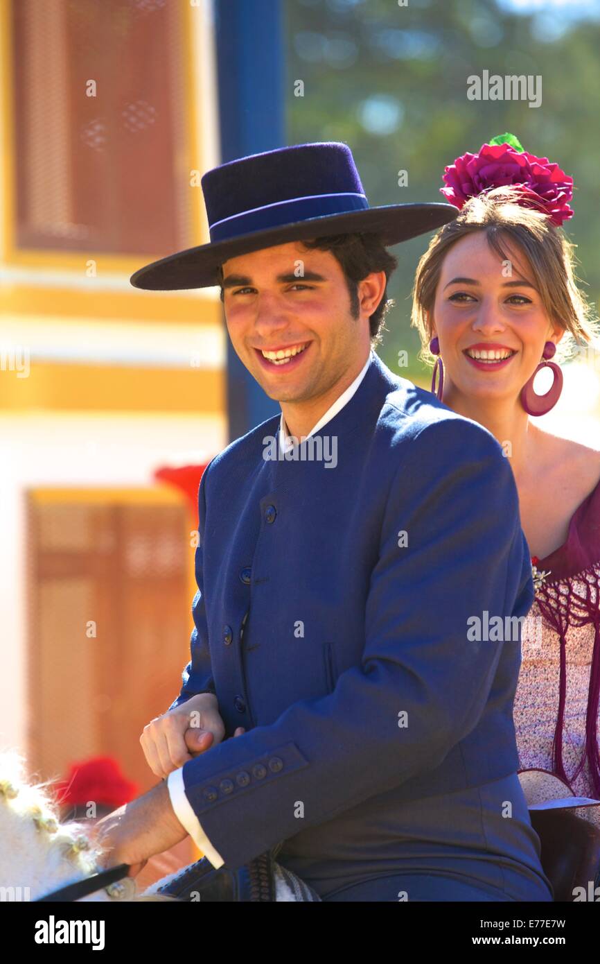 Spanish Horse Riders in Traditional Dress, Annual Horse Fair, Jerez de ...