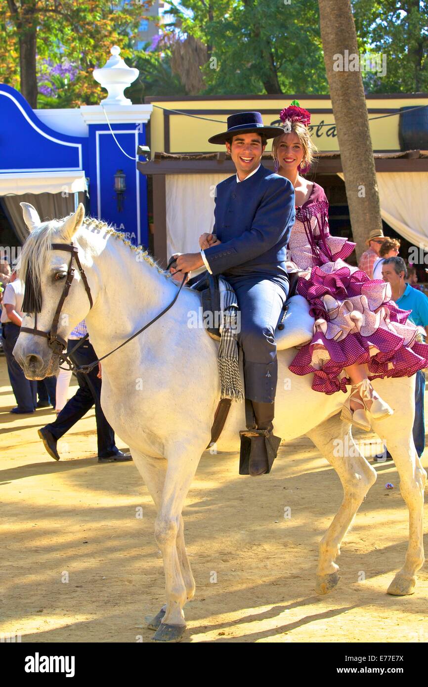 Spanish Horse Riders in Traditional Dress, Annual Horse Fair, Jerez de ...