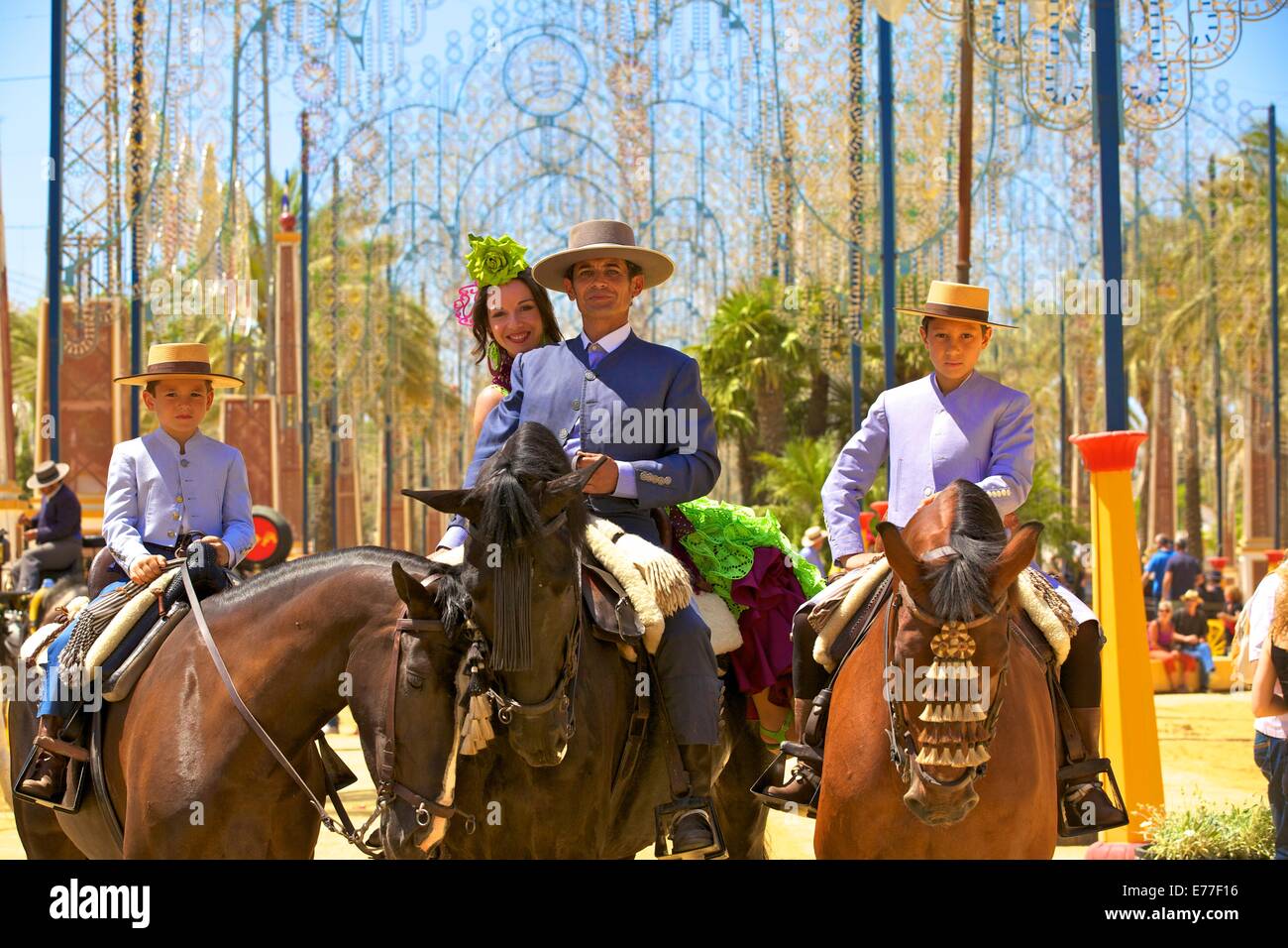 Spanish Horse Riders in Traditional Dress, Annual Horse Fair, Jerez de ...