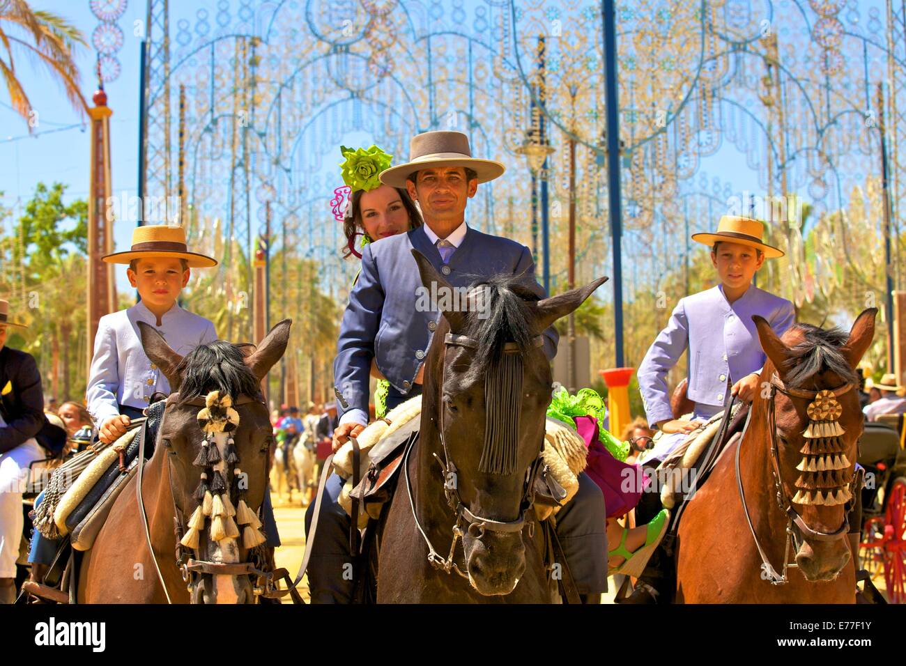 Spanish Horse Riders in Traditional Dress, Annual Horse Fair, Jerez de ...