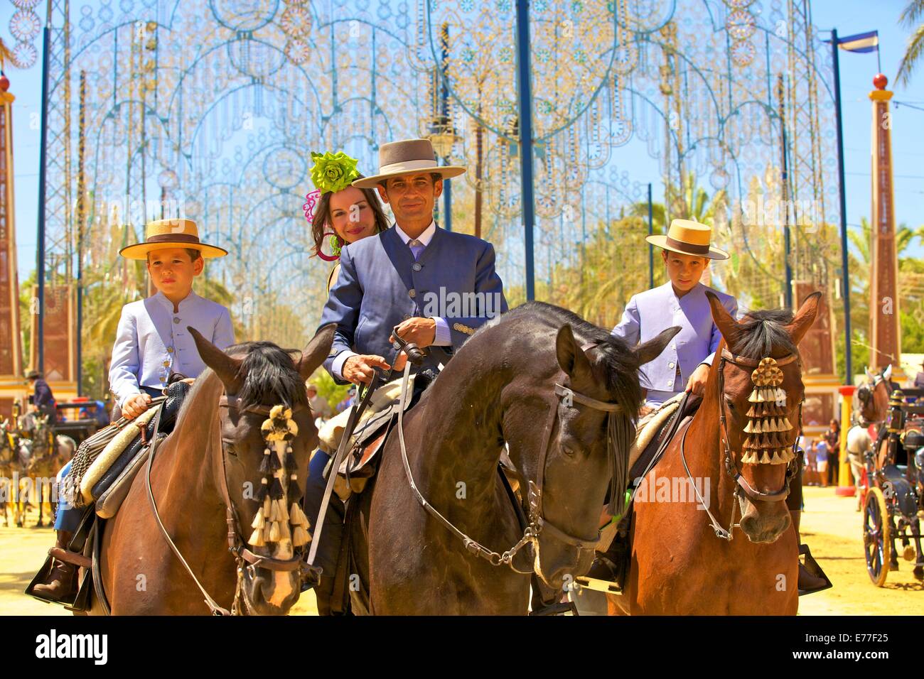 Spanish Horse Riders in Traditional Dress, Annual Horse Fair, Jerez de ...