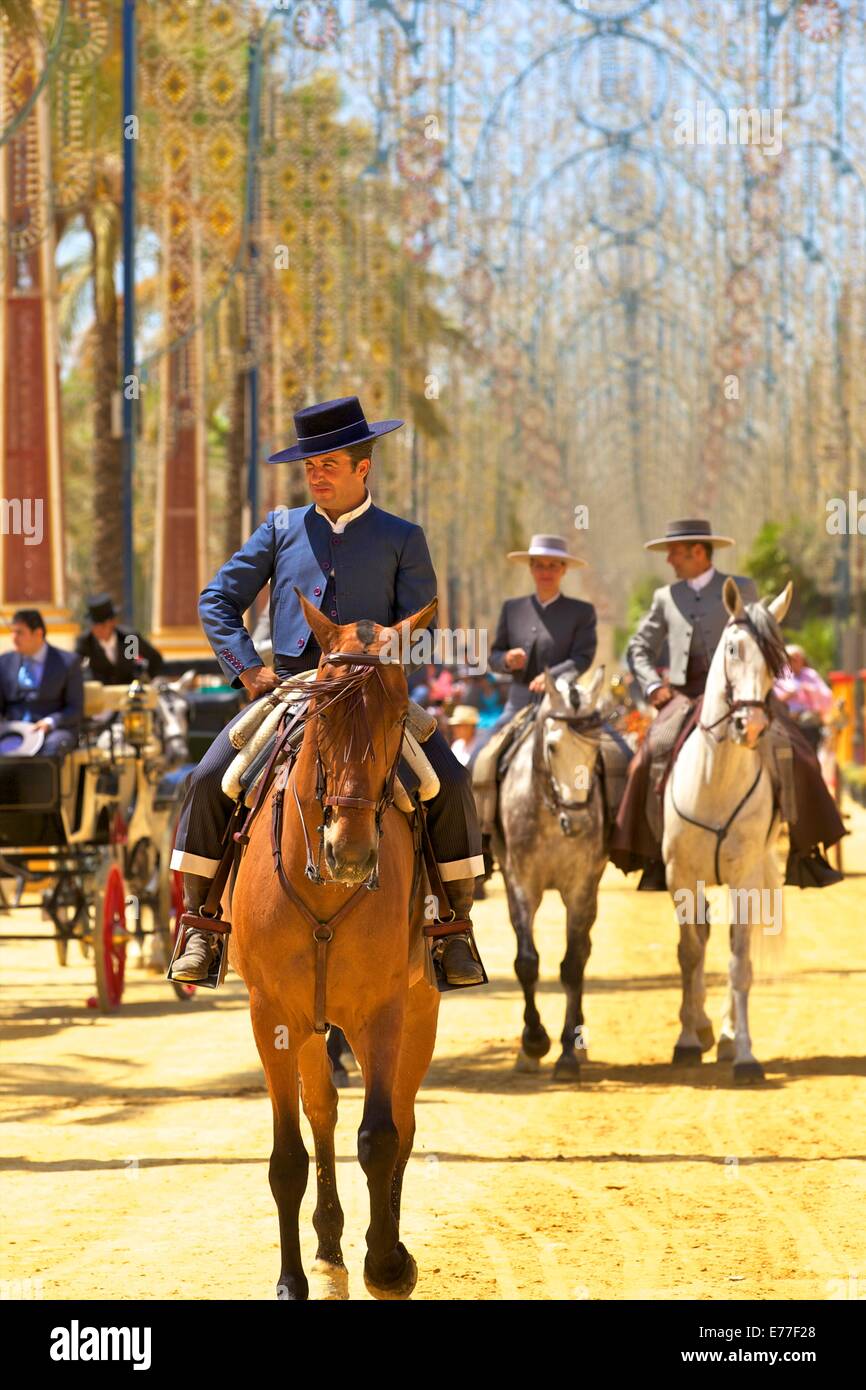 Spanish Horse Riders in Traditional Dress, Annual Horse Fair, Jerez de ...
