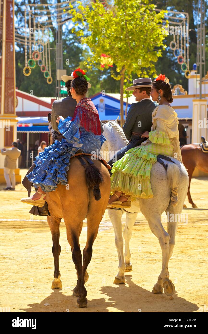 Spanish Horse Riders in Traditional Dress, Annual Horse Fair, Jerez de ...