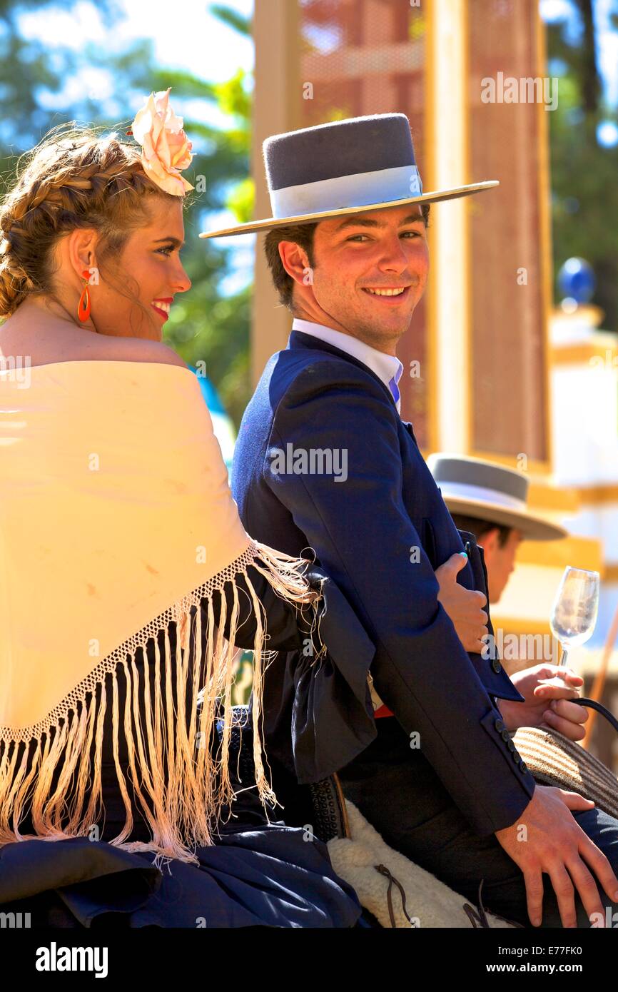 Spanish Horse Riders in Traditional Dress, Annual Horse Fair, Jerez de ...