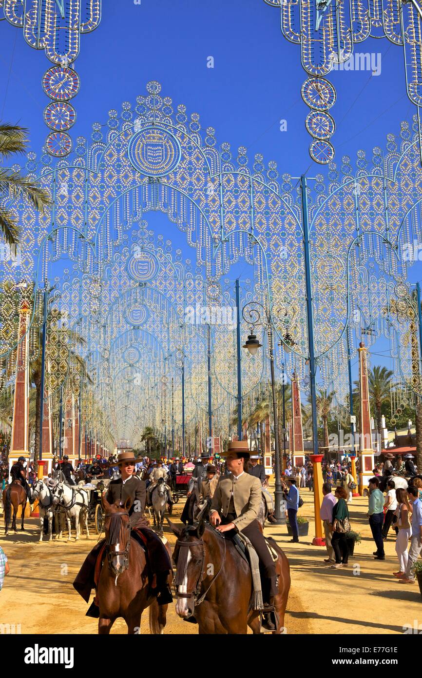 Spanish Horse Riders in Traditional Dress, Annual Horse Fair, Jerez de ...