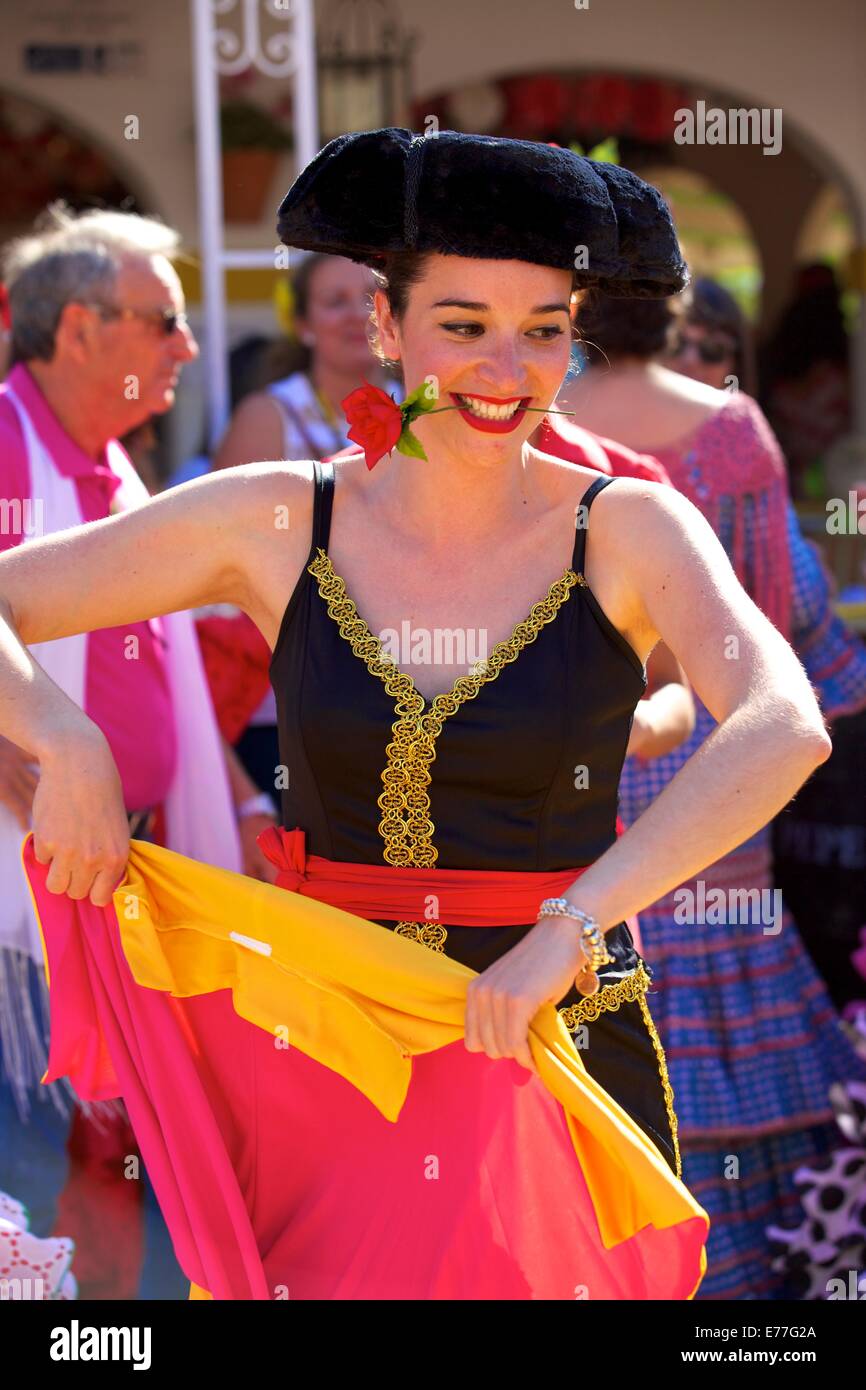 Woman in Traditional Spanish Costume, Annual Horse Fair, Jerez de la ...