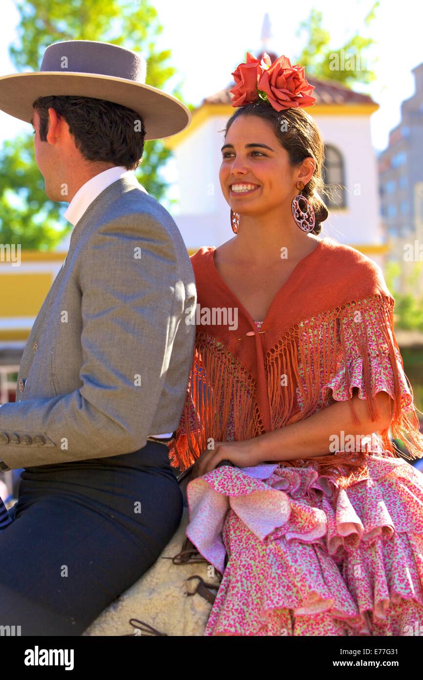 Spanish Horse Riders in Traditional Dress, Annual Horse Fair, Jerez de ...