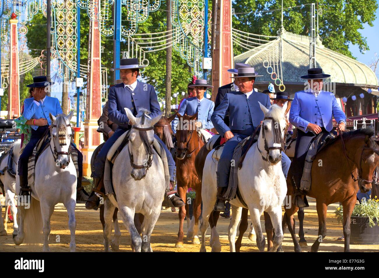 Spanish Horse Riders in Traditional Costume, Annual Horse Fair, Jerez ...