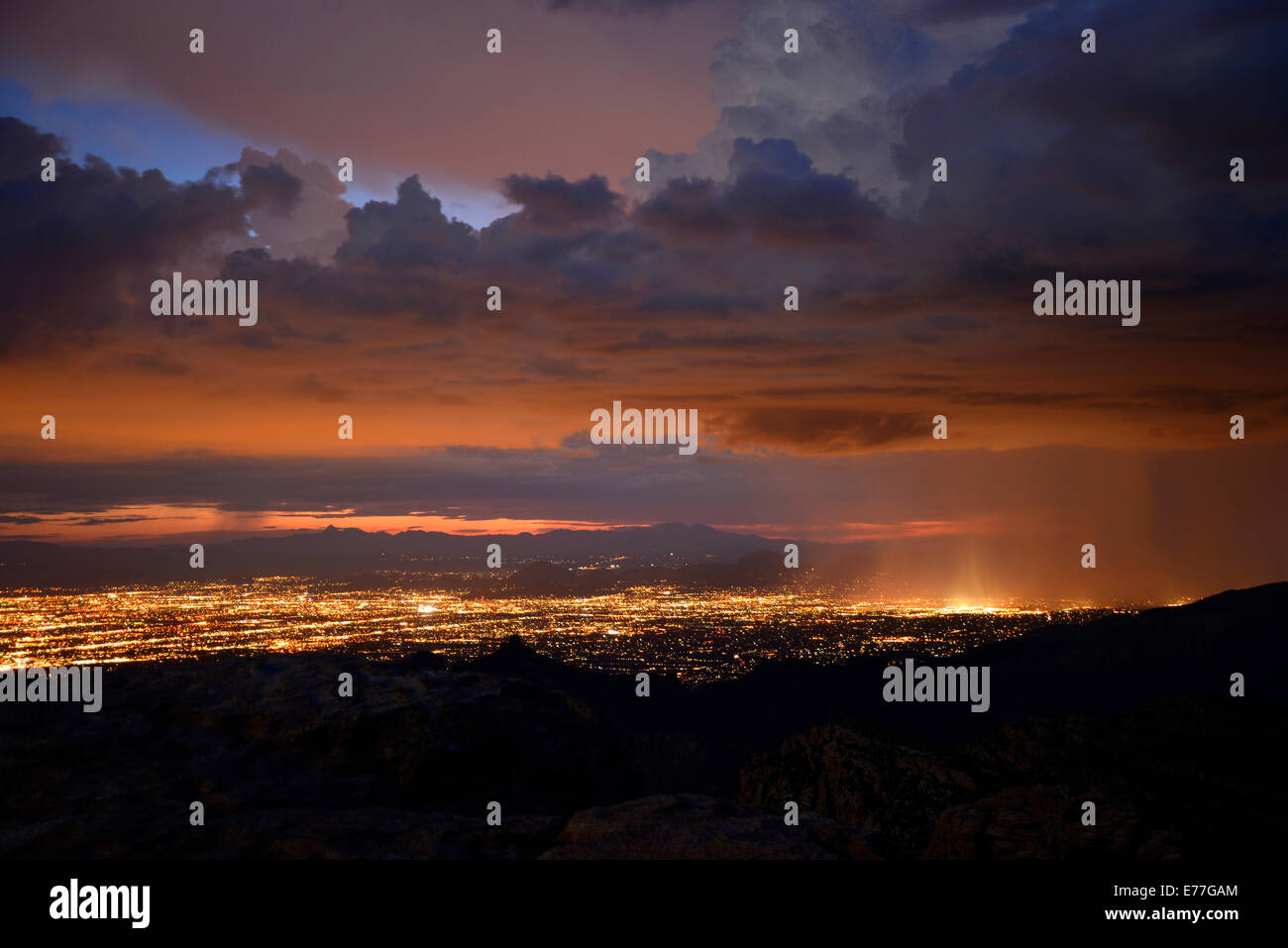 Visitors to Windy Point on Mount Lemmon take in a monsoon sunset and ...