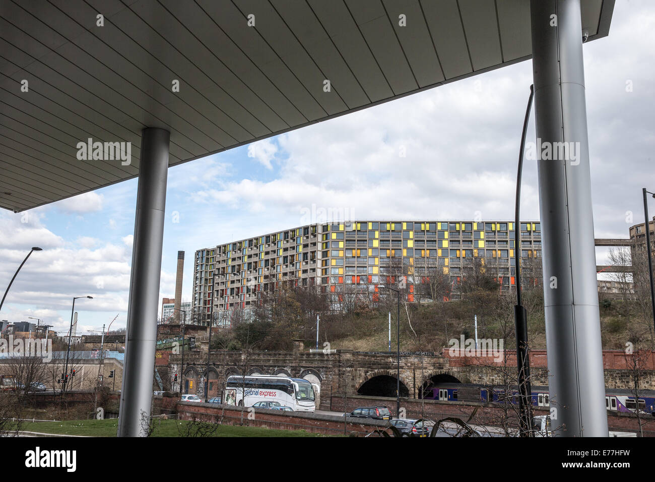 A view from Sheffield City Centre to Park Hill Flats in Sheffield ...