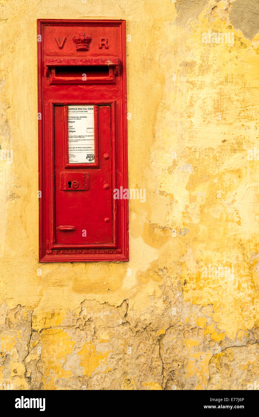 Old fashioned post box mounted into wall on Gozo Island in the ...