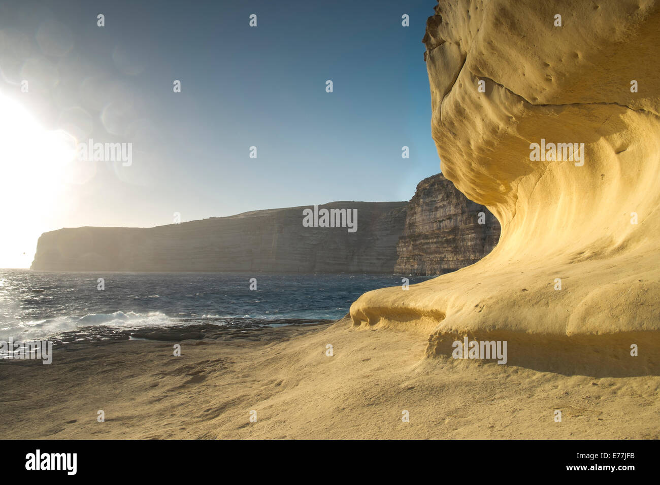 Erosion on the coast of Gozo in the Mediterranean Sea Stock Photo - Alamy
