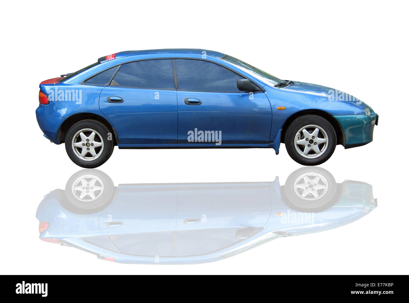 modern blue car isolated on the dark background Stock Photo - Alamy