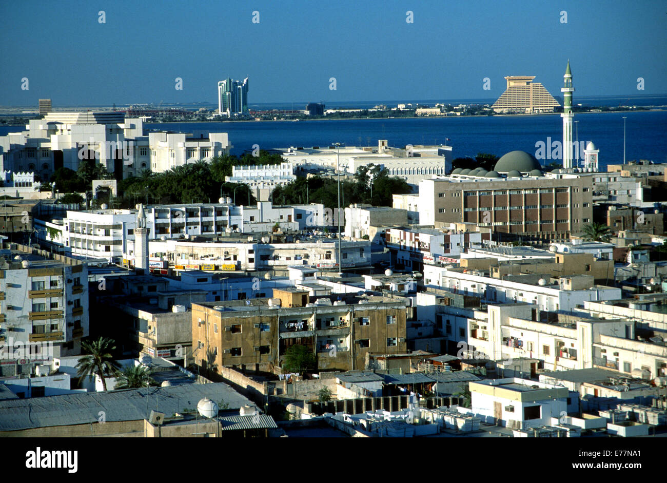 View across West Bay, Doha before real development started (1999 Stock ...