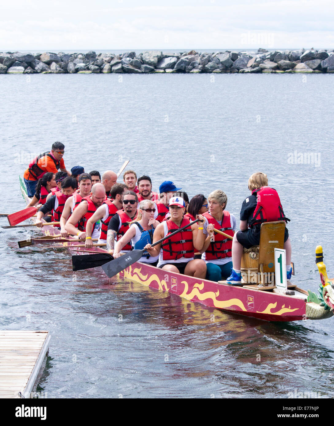 Team of Dragon Boaters heading to the start at the GWN Dragon Boat ...