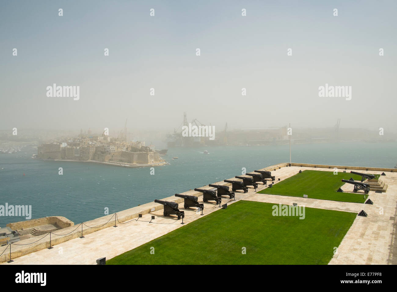Upper Barrakka Gardens and Grand Harbor in Valletta, Malta Stock Photo ...