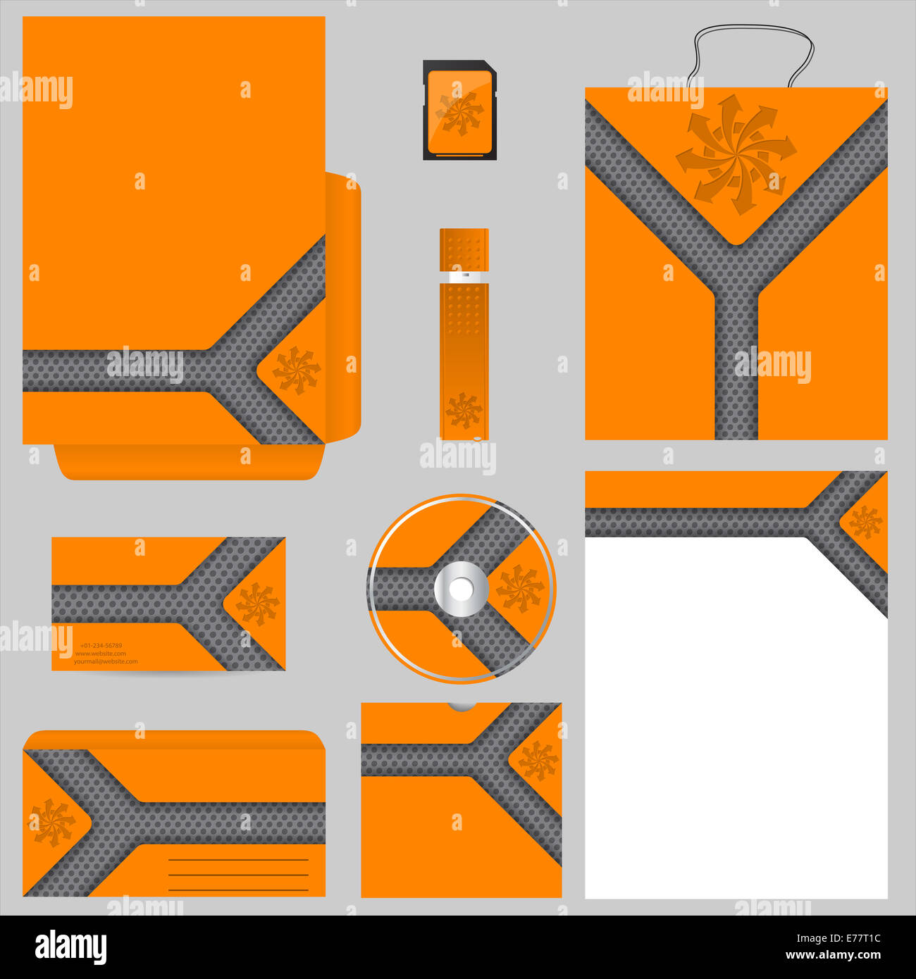 Orange business vector set with abstract design Stock Photo - Alamy