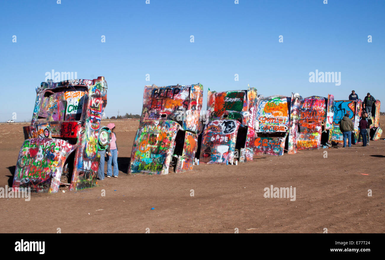 The Cadillac Ranch installation on old Route 66 near Amarillo, Texas ...